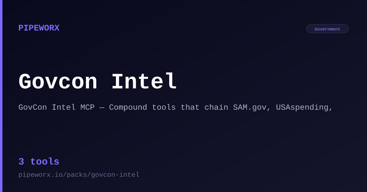 Govcon Intel MCP Server — Pipeworx