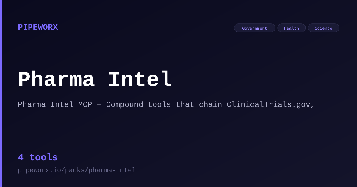 Pharma Intel MCP Server — Pipeworx